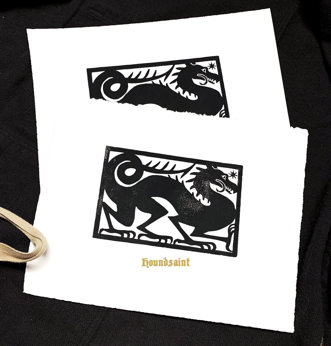 Linocut Print: Heart of a Dragon - Etsy