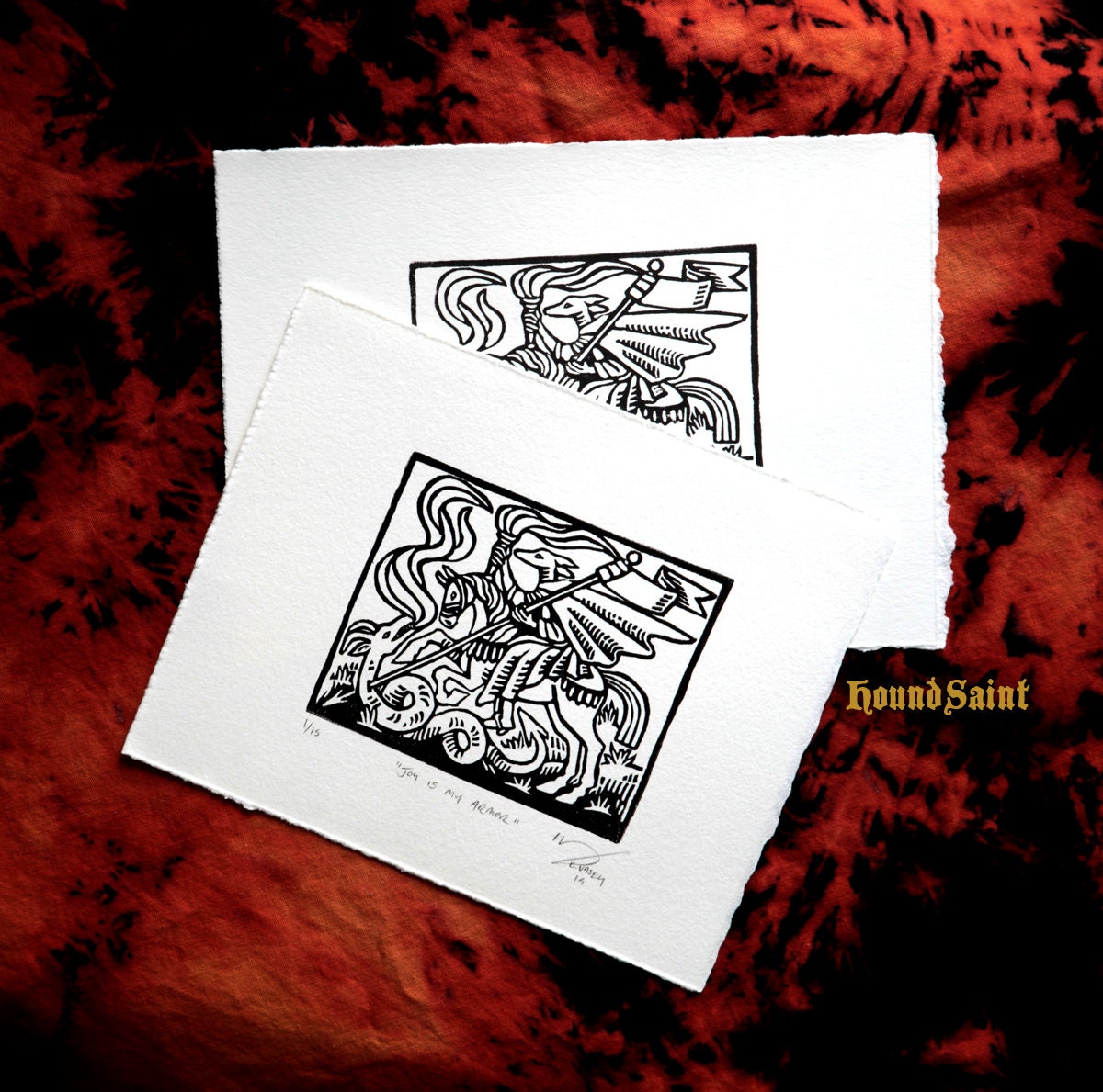 Linocut Print: Joy is My Armor - Etsy