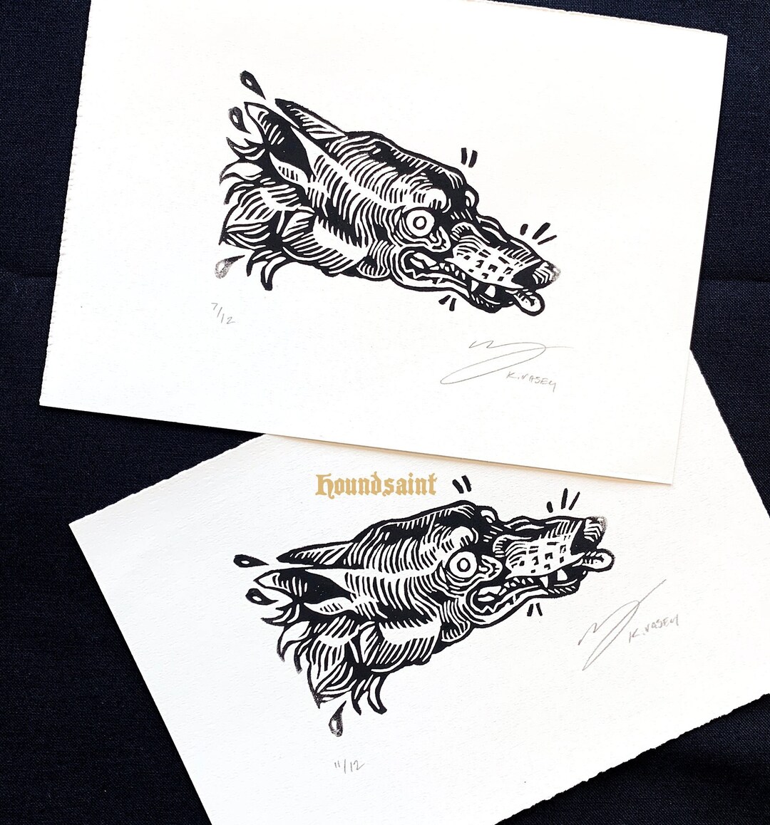 Linocut Print: Wolf Head - Etsy