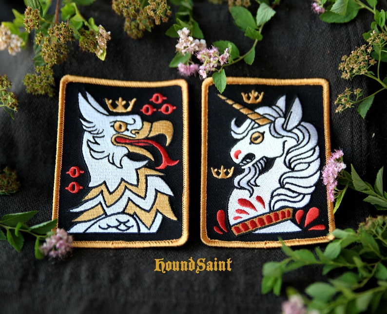 Embroidered Patches: Unicorn & Griffin - Etsy