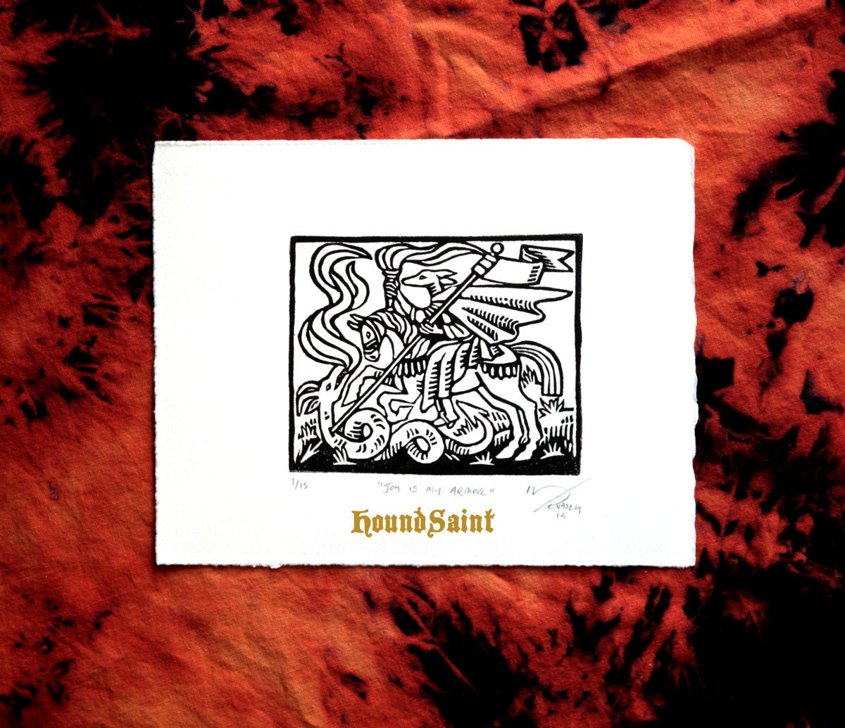 Linocut Print: Joy is My Armor - Etsy