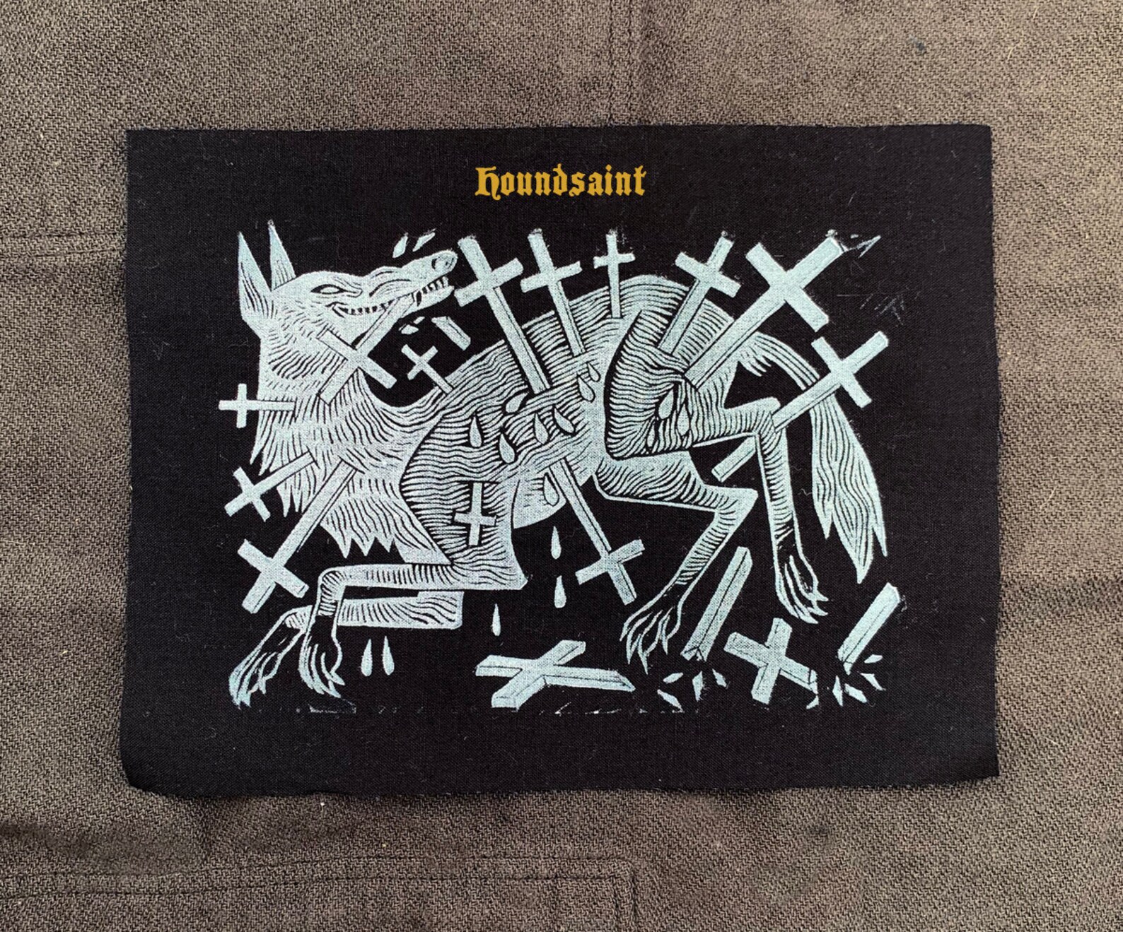 Blockprint Patch: Cry for Judas Wolf & Crosses | Etsy