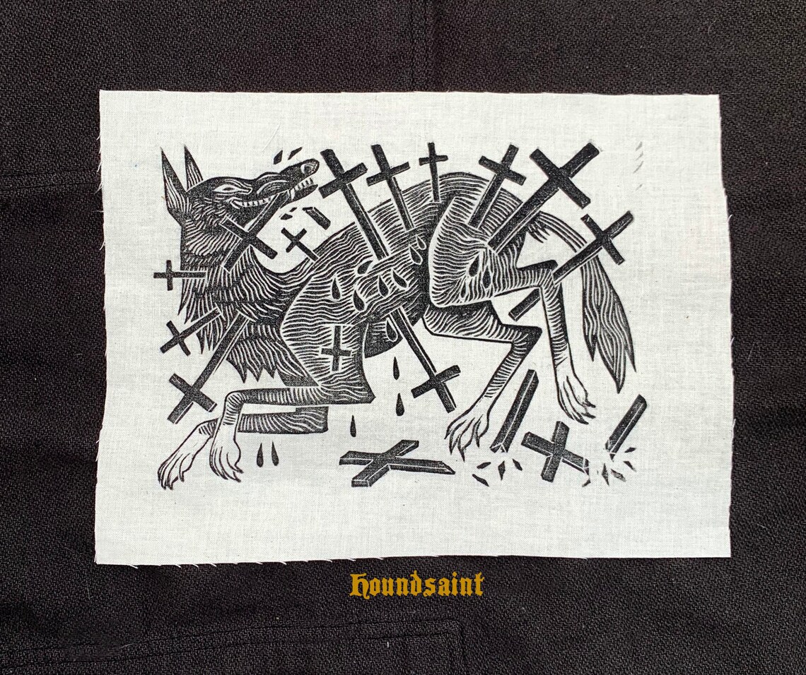 Blockprint Patch: Cry for Judas Wolf & Crosses | Etsy
