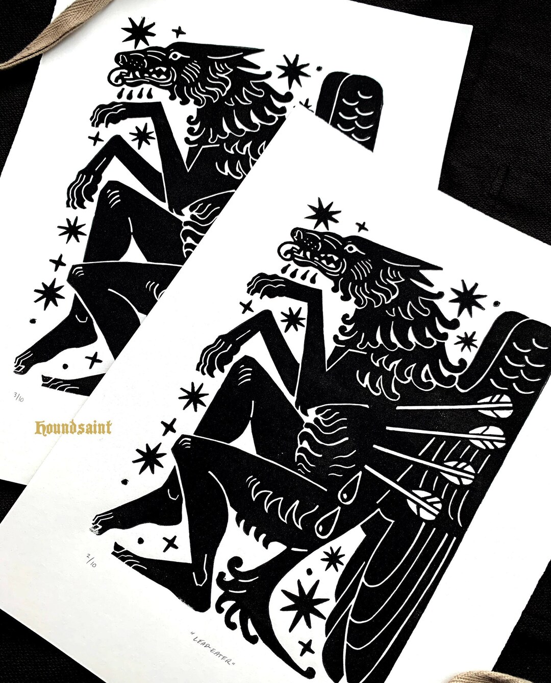 Linocut Print: the Lead-eater | Werewolf Print - Etsy