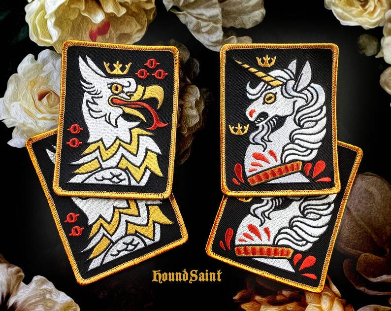 Embroidered Patches: Unicorn & Griffin - Etsy