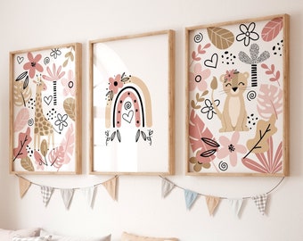 Boho Safari Animals Nursery Wall Decor Elephant Zebra Giraffe - Etsy