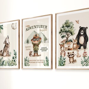 LITTLE ADVENTURER Wall Art Prints, Set of 3, WOODLAND Animals Decor ...