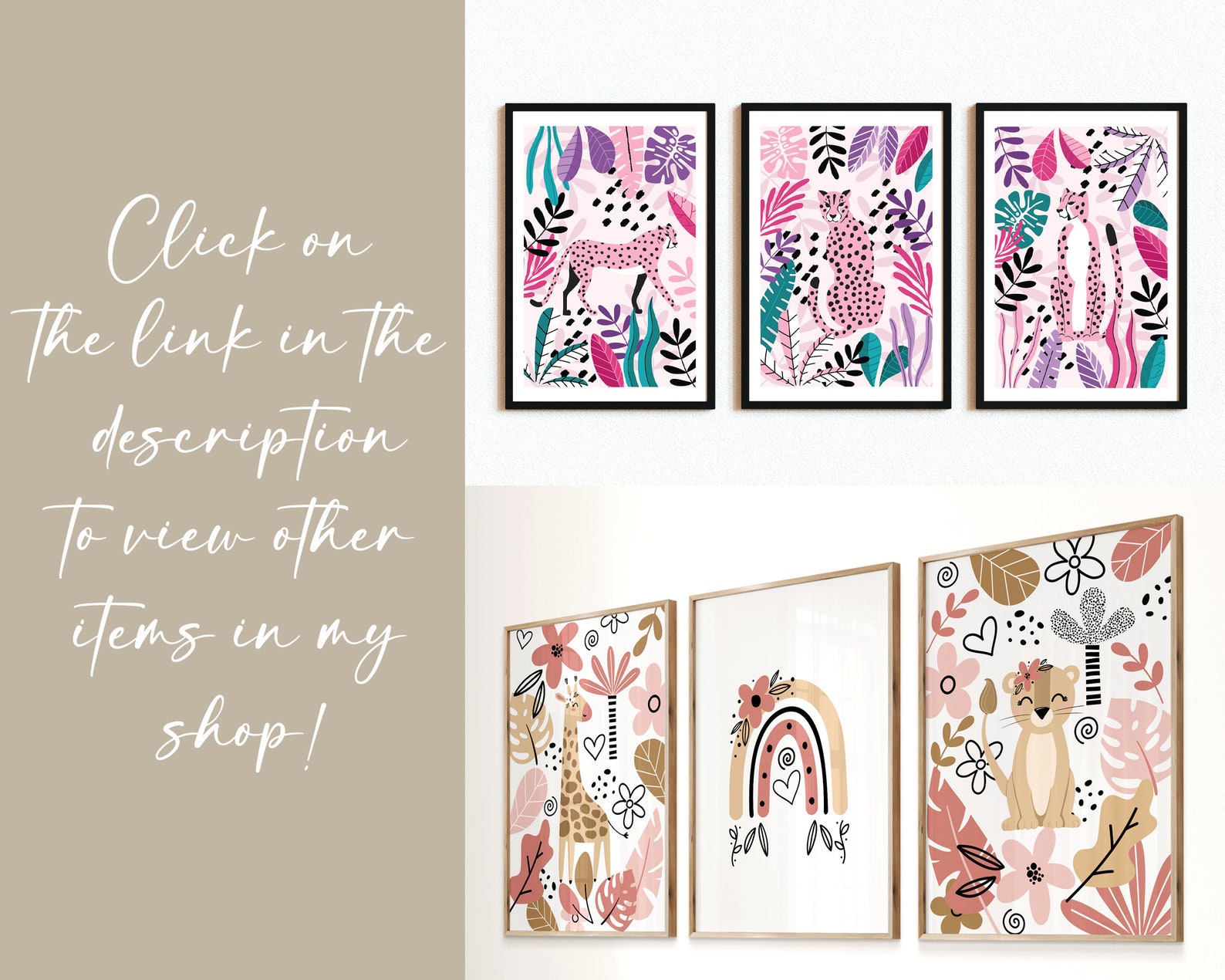 SAFARI WALL ART Prints, Set of 3, Safari Animals Art, Colorful Safari ...