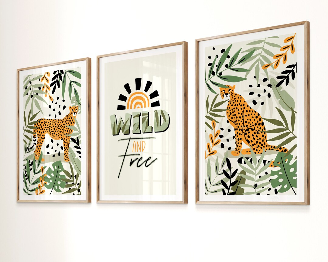 CHEETAH WALL ART Prints, Set of 3, Safari Animals Art, Colorful Cheetah ...