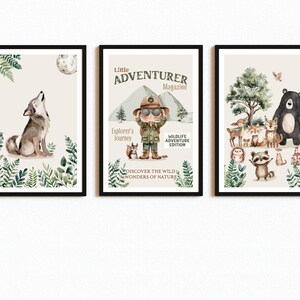 LITTLE ADVENTURER Wall Art Prints, Set of 3, WOODLAND Animals Decor ...