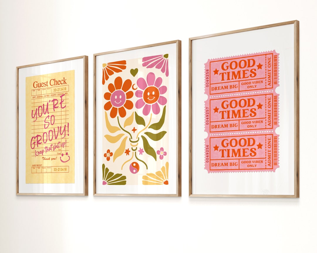You're so Groovy Wall Art, Set of 3 Prints, Groovy Posters, Bohemian ...