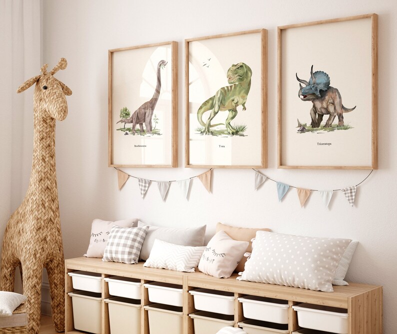 DINOSAUR WALL ART Set of 3 Boys Room Dino Decor Dinosaur - Etsy