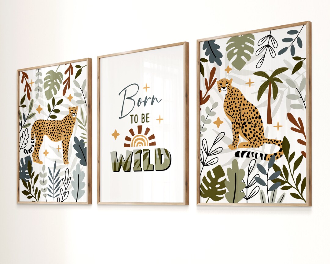 CHEETAH WALL ART Prints, Set of 3, Safari Animals Art, Cheetah Decor ...