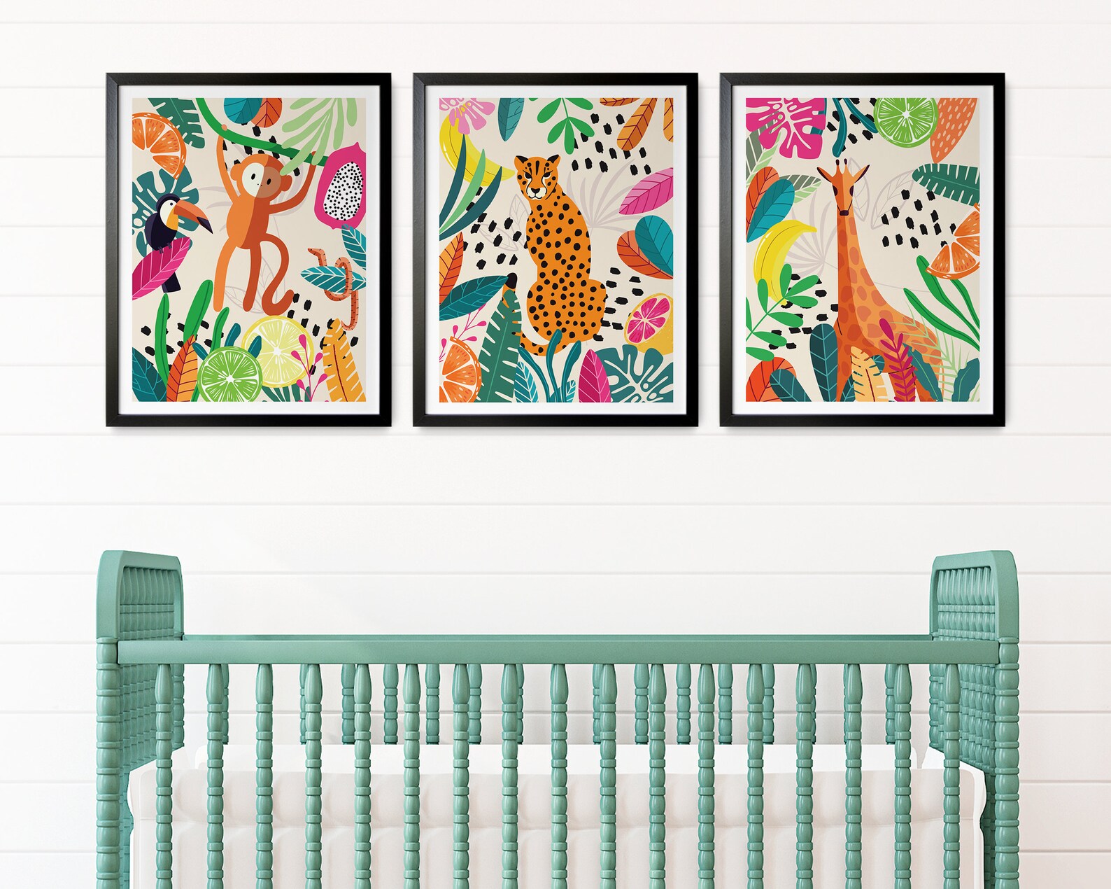 SAFARI WALL ART Prints, Set of 3, Safari Animals Art, Colorful Safari ...