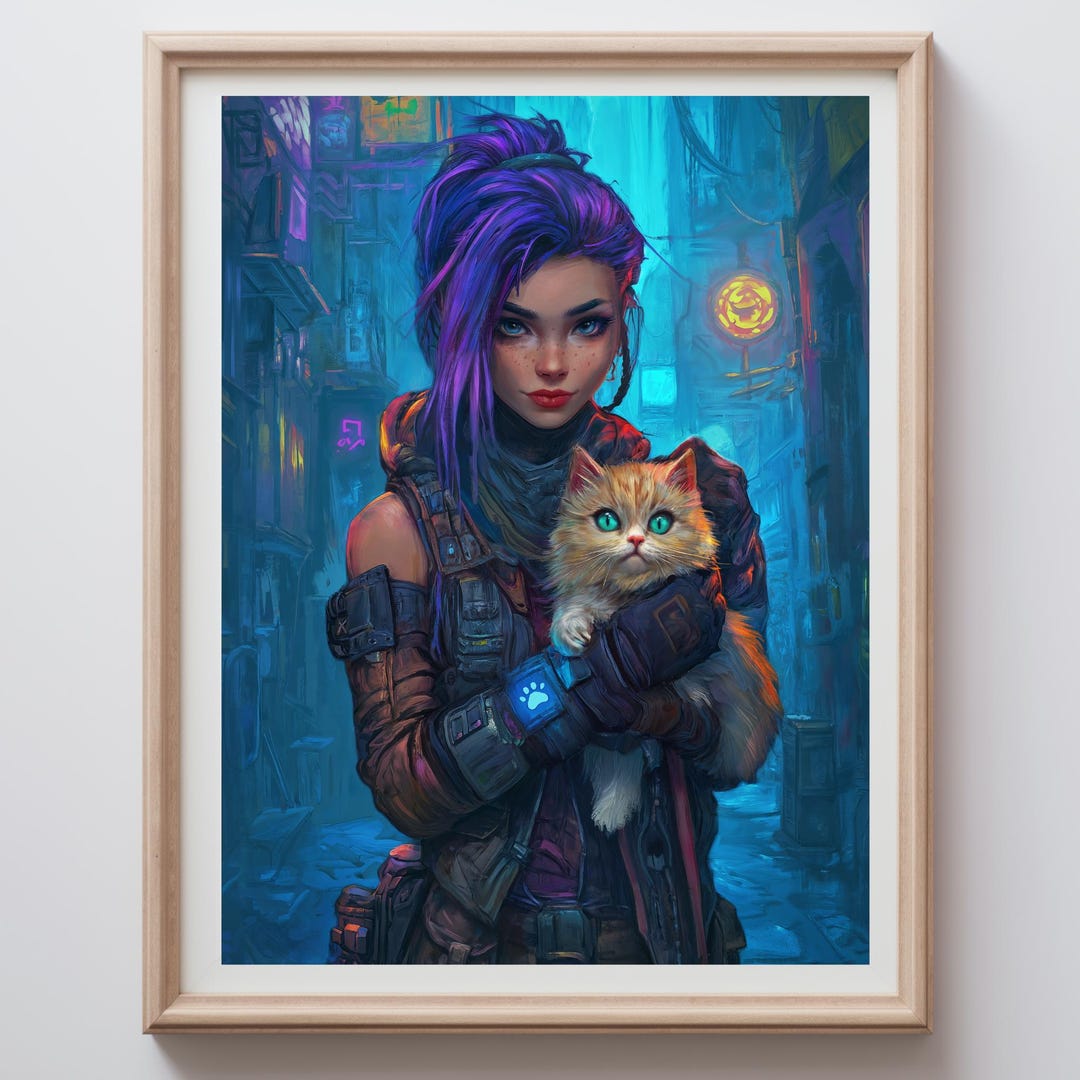Jinx - Cat Heroine Poster | Gamer Fantasy Art | Magical Dystopian Cat ...