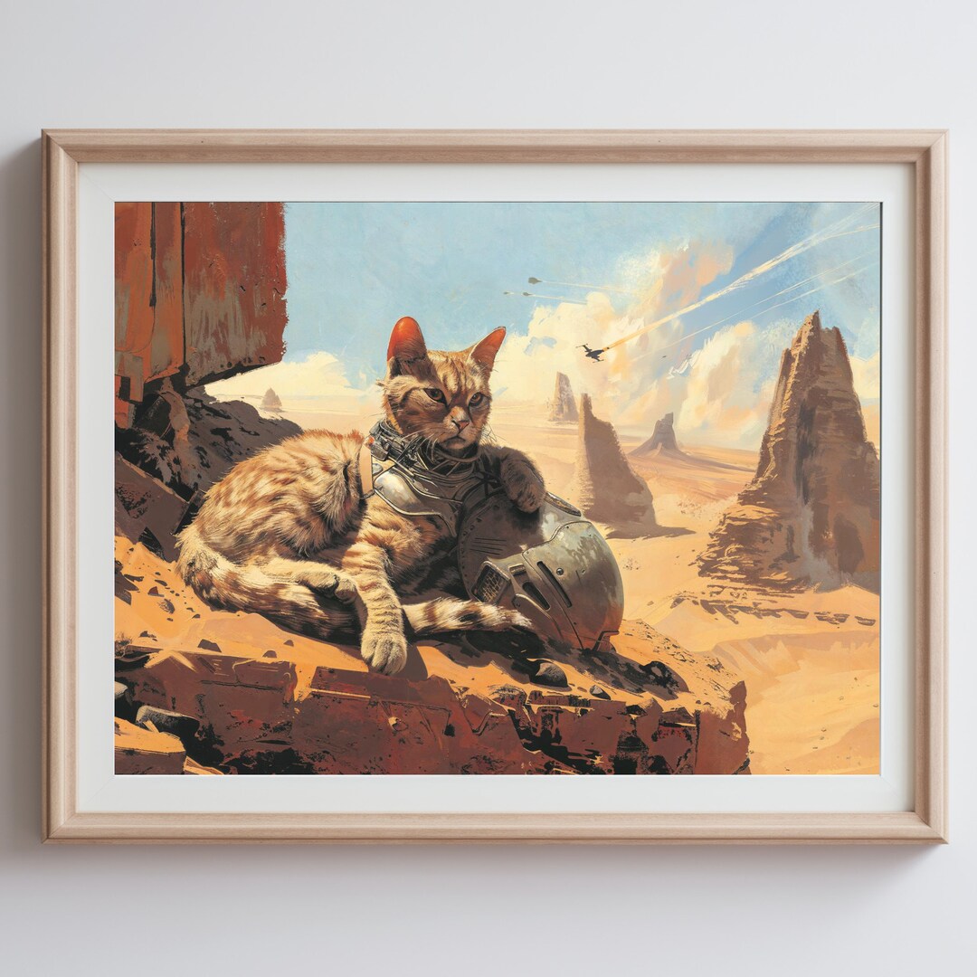 Dune-inspired Desert Cat Poster | Arrakis Poster | Sci-fi Feline Art ...