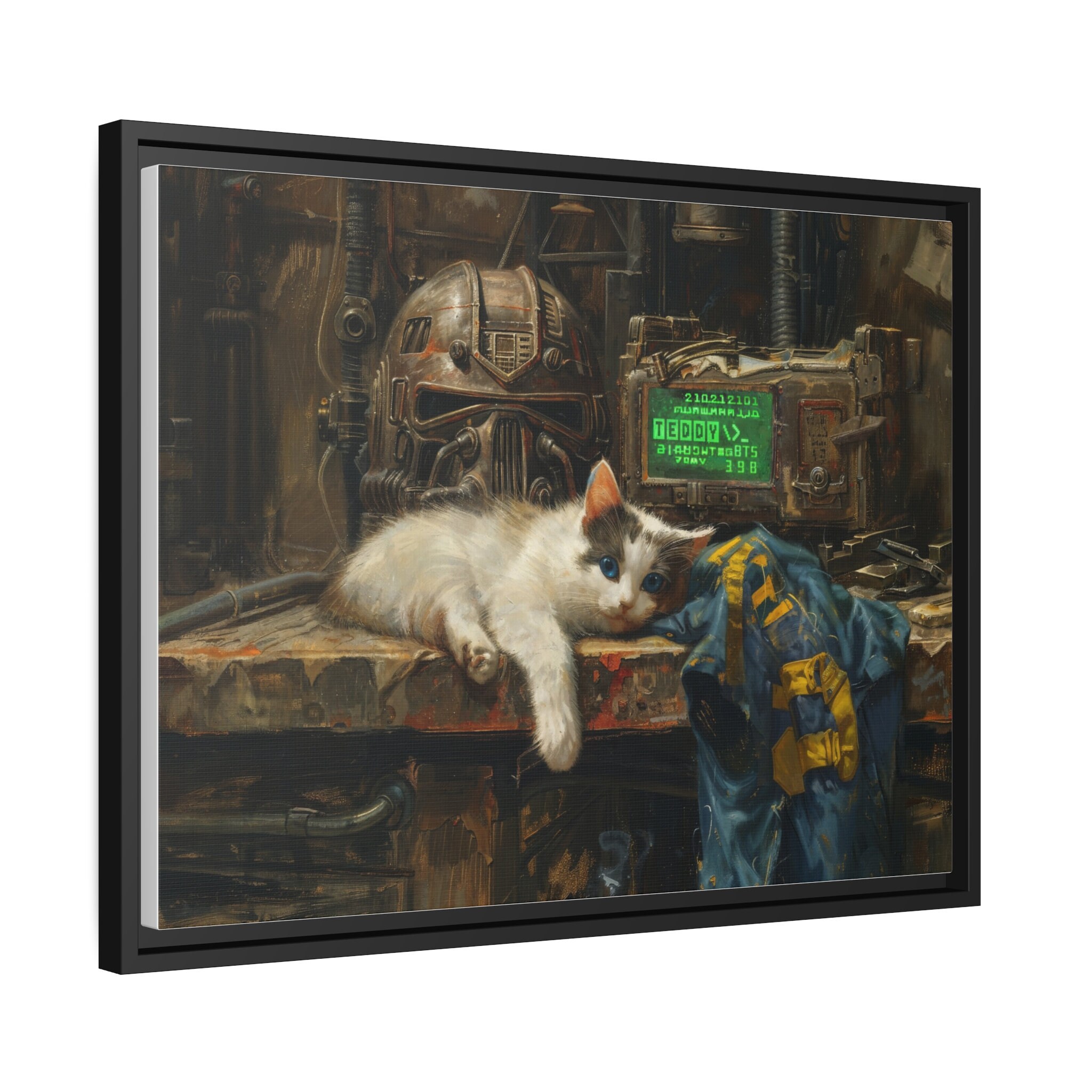 Fallout-inspired Ragdoll Cat Framed Canvas Print Vault-tec White Kitty ...
