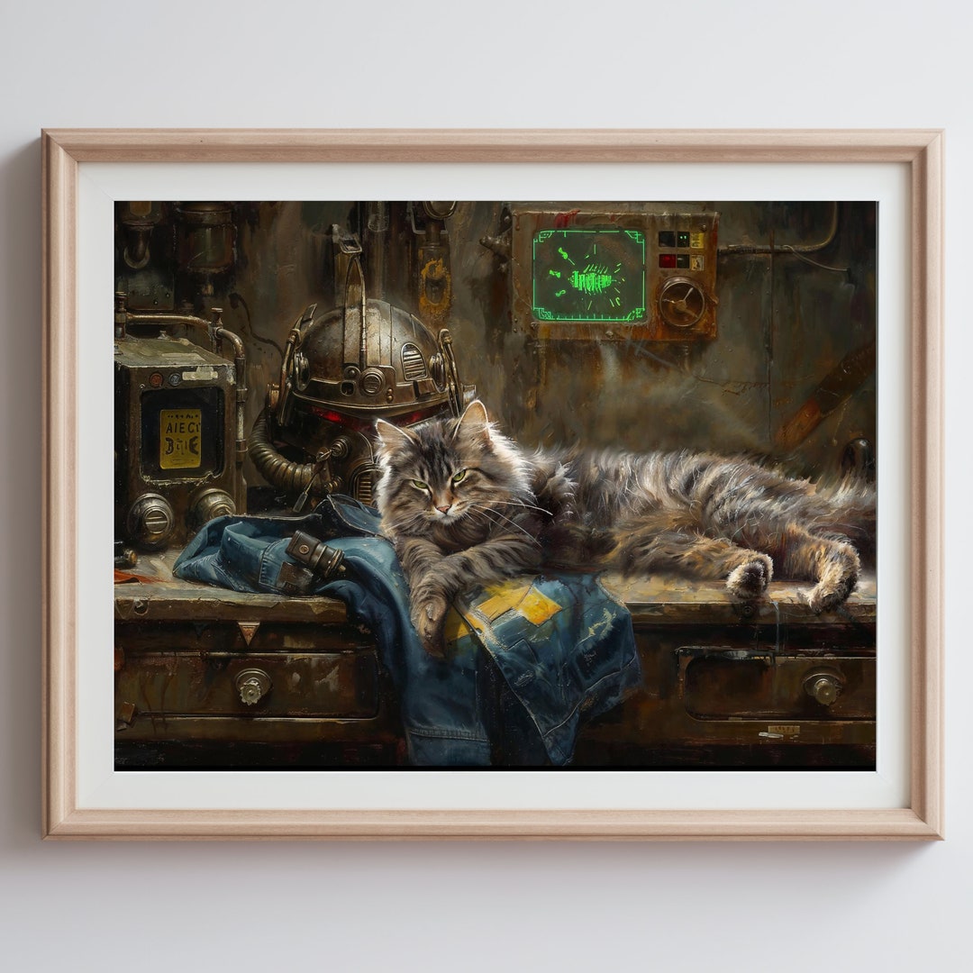 Fallout-inspired Steampunk Kitty in Power Armor Poster Vault-tec Pip ...