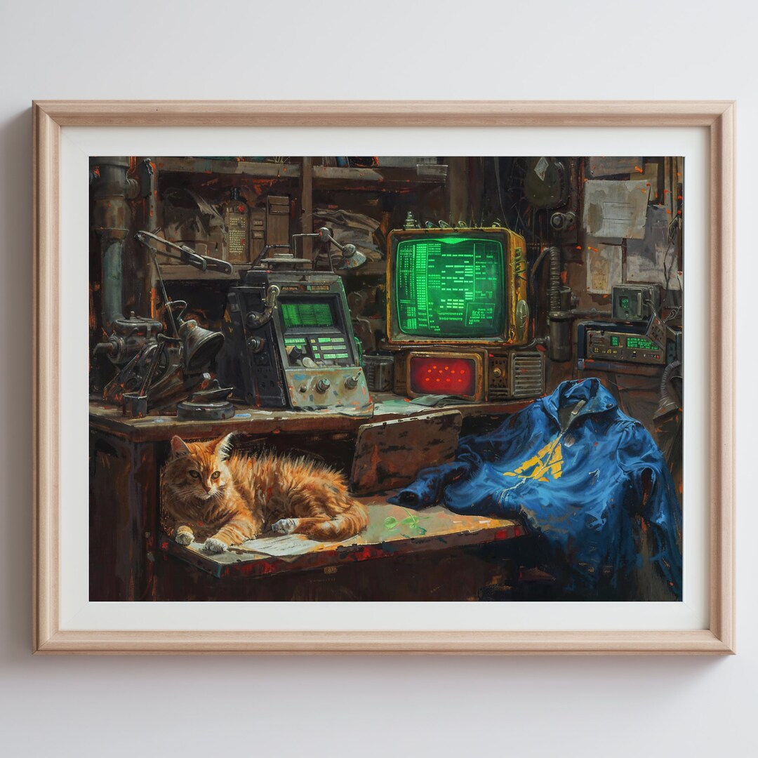 Fallout-inspired Vault-tec Cat Painting Poster Art Print Retro Sci-fi ...