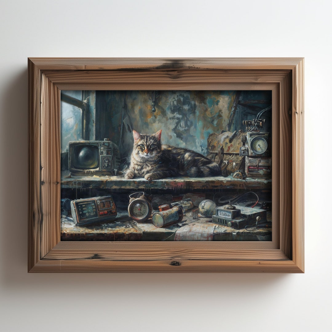 Stalker Inspired Post-apocalyptic Cat Painting Printable Digital ...