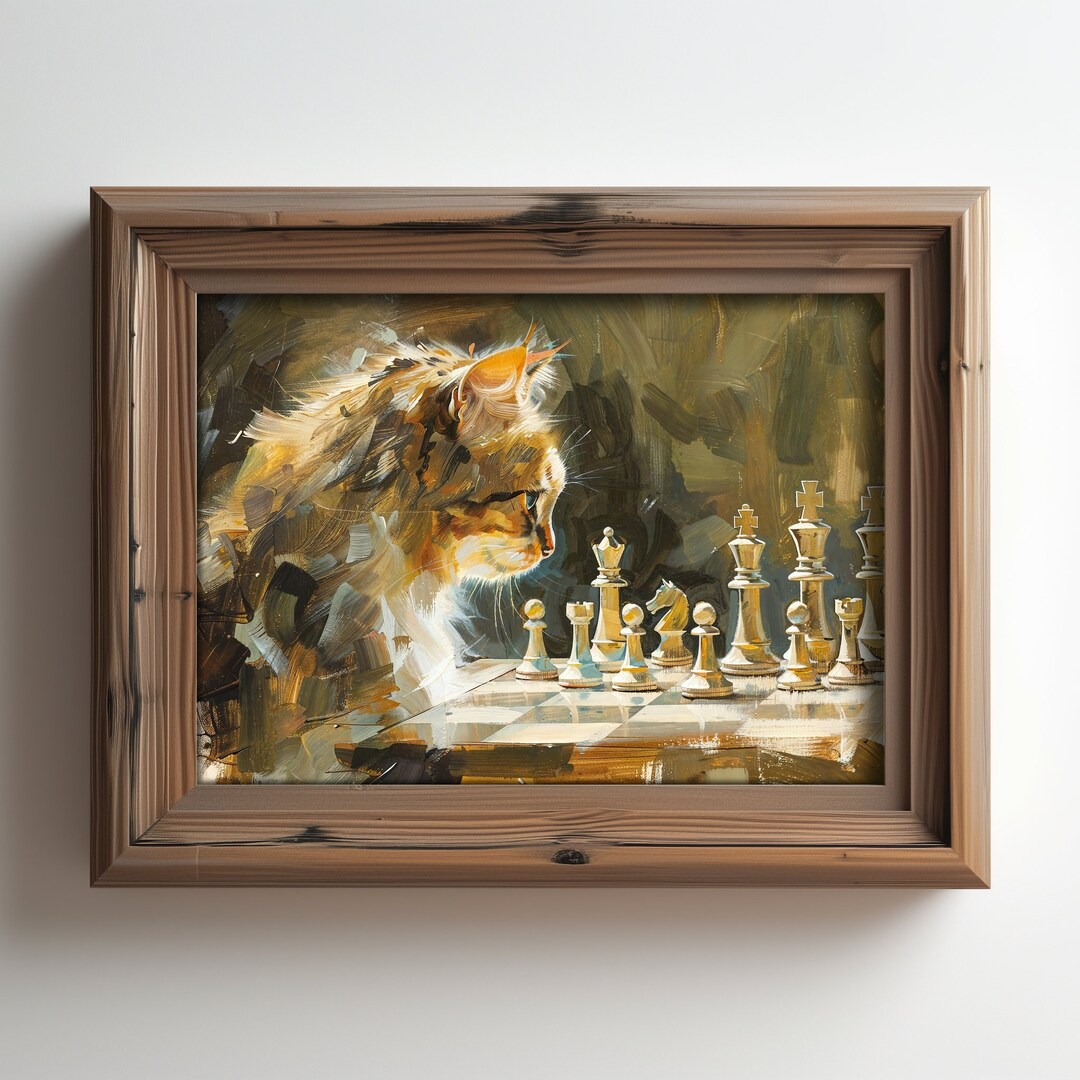 Majestic Lion Chess King Digital Art Print | Printable Wall Decor ...