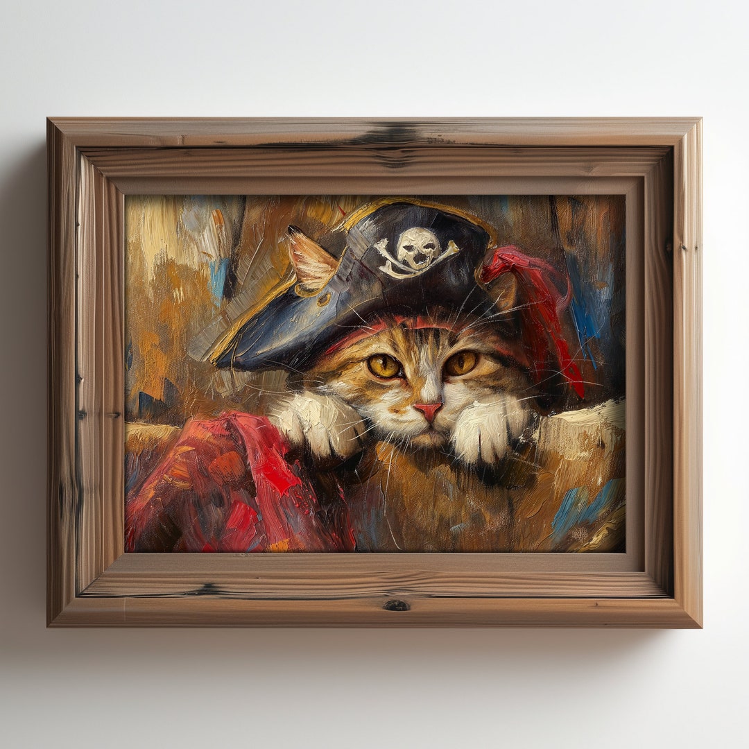 Pirate Kitten Digital Print - Printable Swashbuckler Cat Art ...