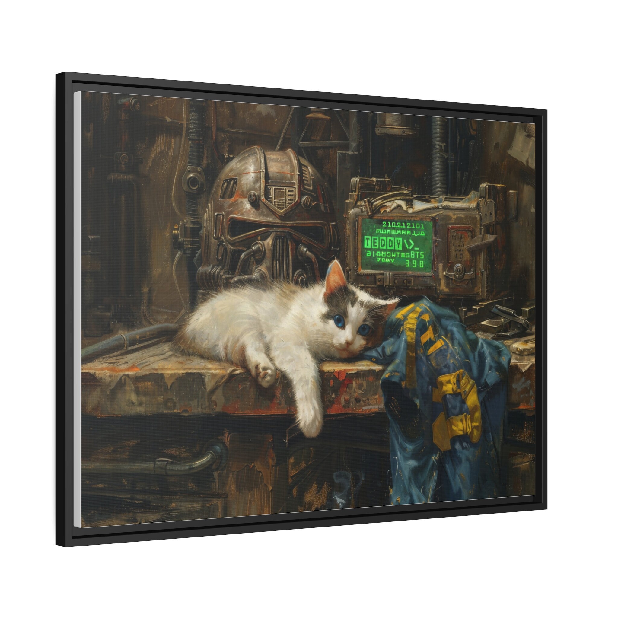 Fallout-inspired Ragdoll Cat Framed Canvas Print Vault-tec White Kitty ...