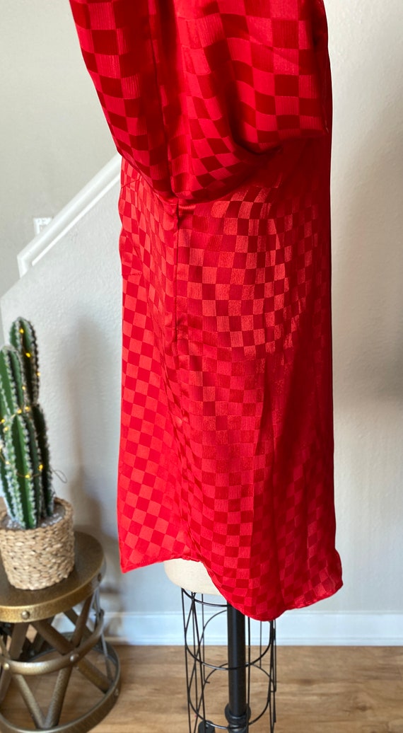 Checkerboard Mate | 1980's Red Check Pattern Blouse |… - Gem
