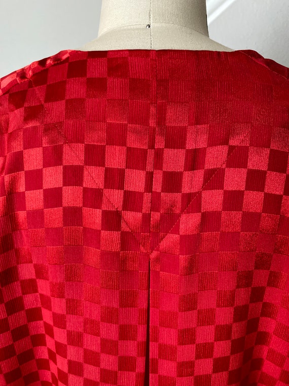 Checkerboard Mate | 1980's Red Check Pattern Blouse |… - Gem