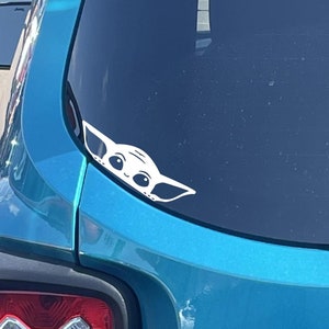 Grogu Peeking Over Window Vinyl Decal Sticker Waterproof Outdoor Rated ...