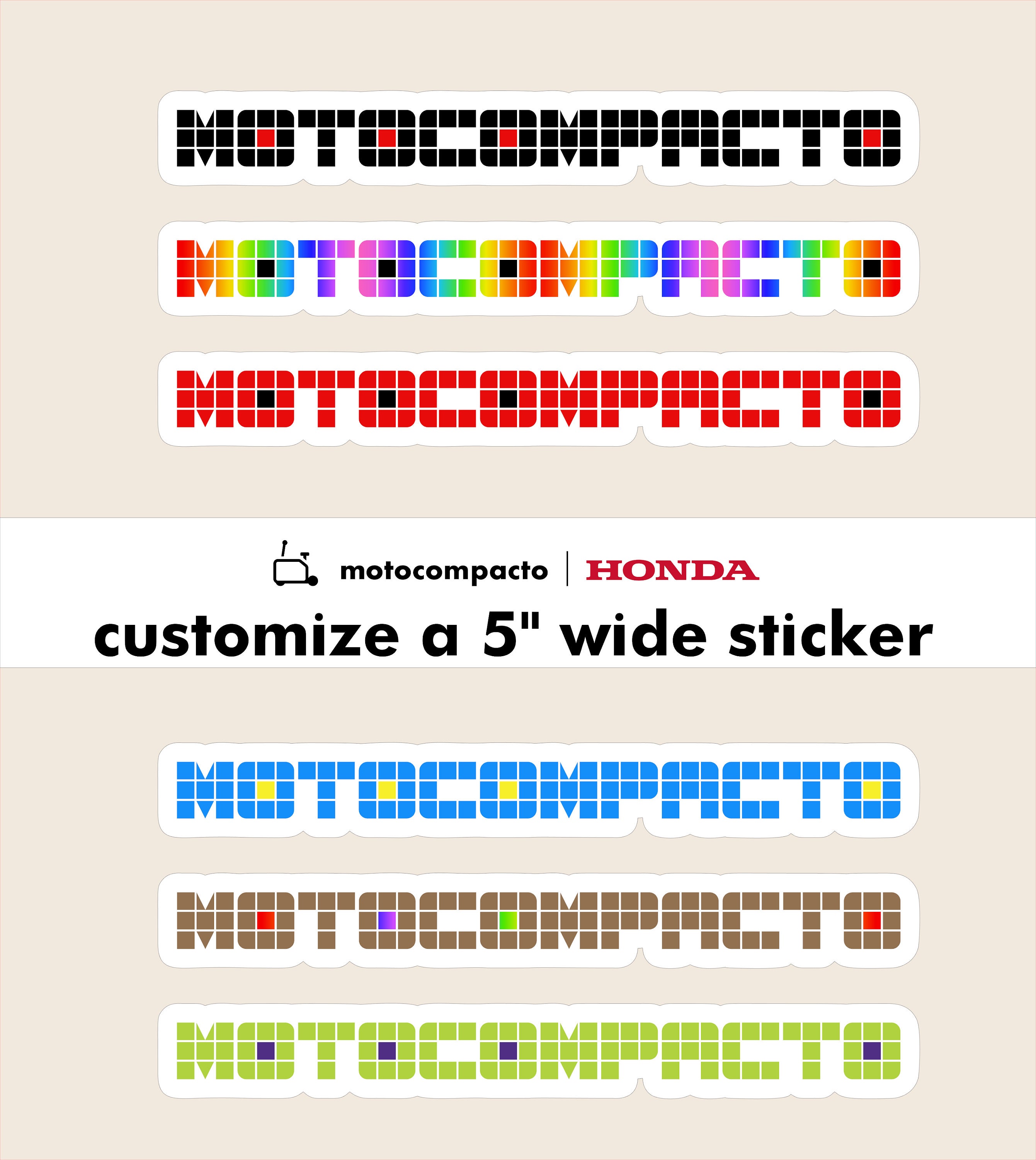 Set of 2 -- 2024 Honda Motocompacto Printed Waterproof Vinyl Stickers ...