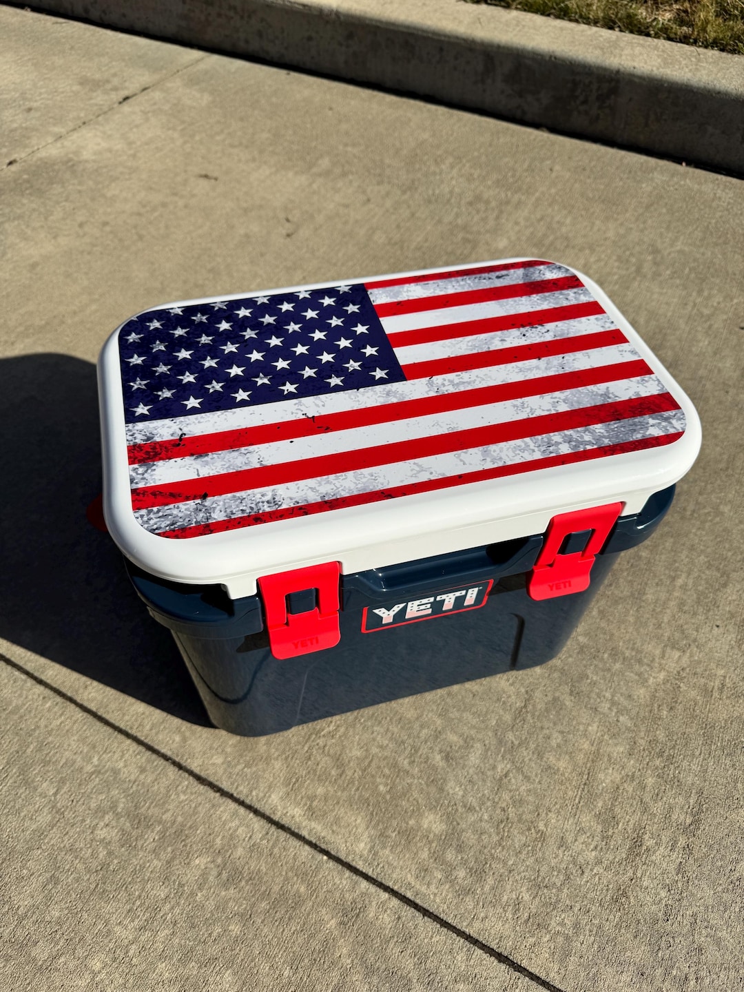 American Flag YETI Cooler Lid Decal: Laminated Vinyl Sticker - Etsy