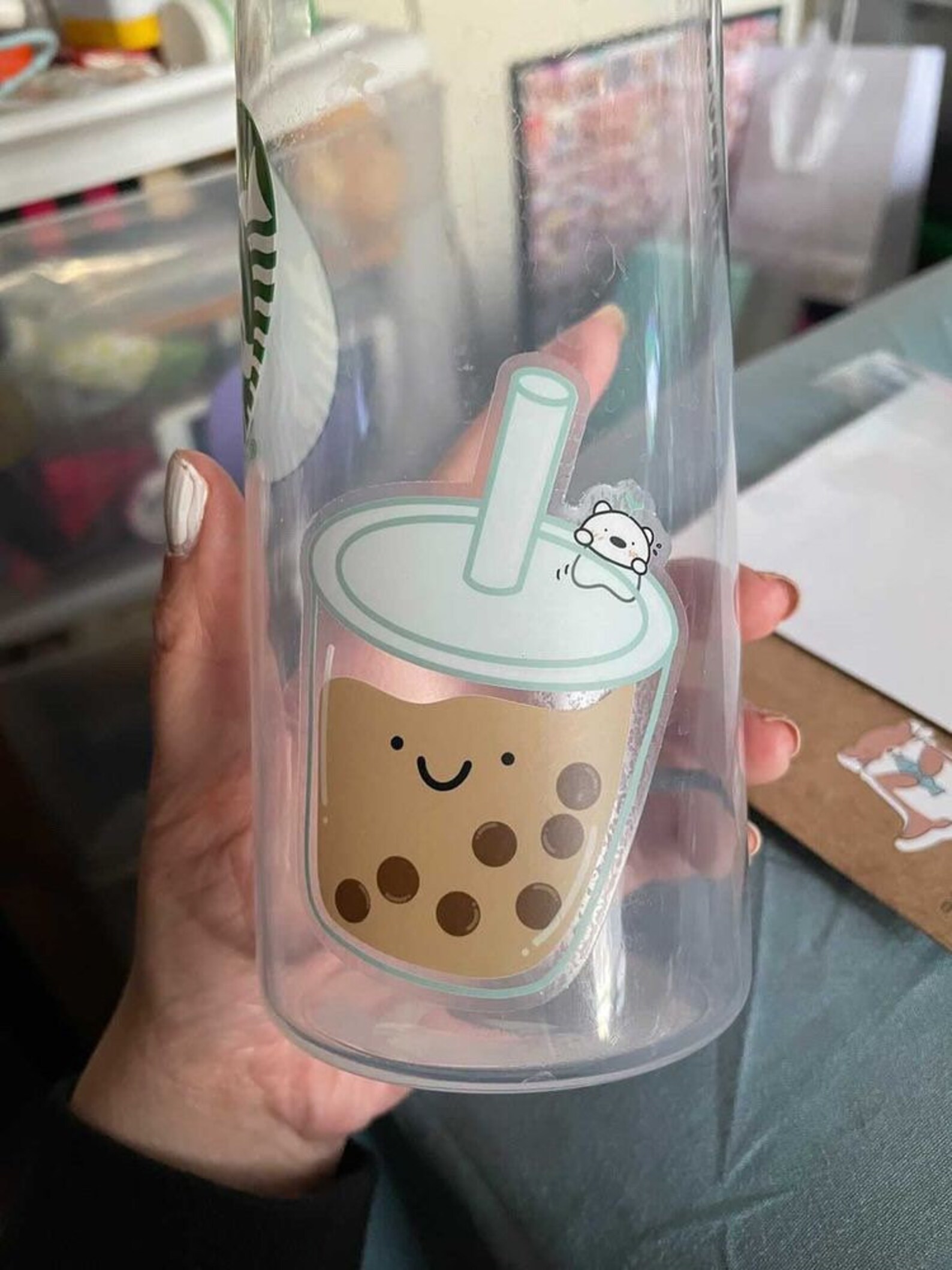 Polar Bear Boba Sticker Waterproof/vinyl Boba Bubble Tea - Etsy