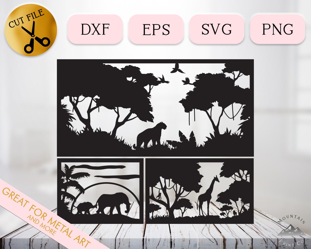 Jungle Animals Dxf, Jungle Scene Svg, Plasma Cnc Vinyl Cut File ...