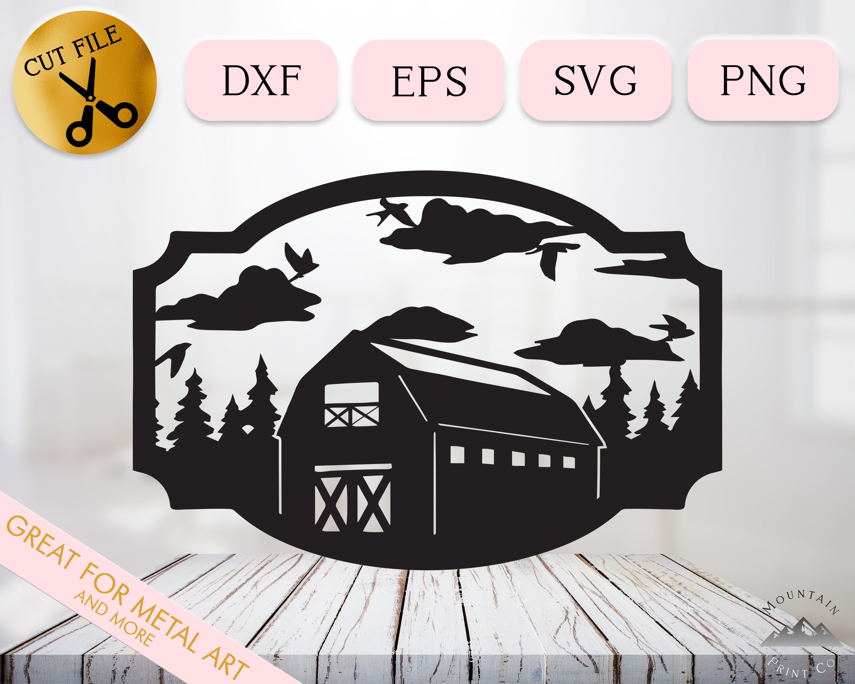 Framed Farm Sign Eps Barnyard Scene Silhouette Rural Home - Etsy