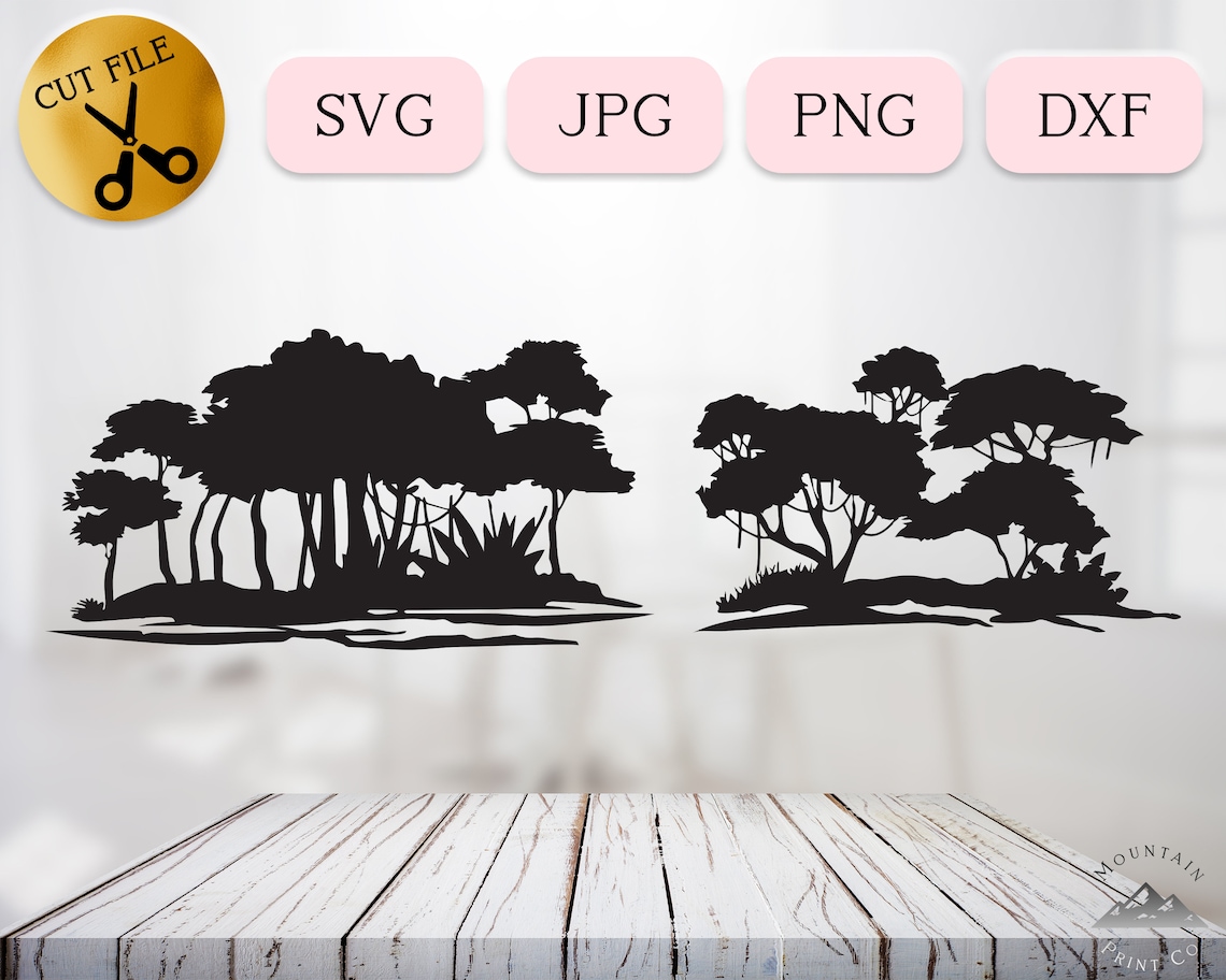 Jungle Trees Silhouette Tropical Jungle Tree Svg Jungle Vine - Etsy