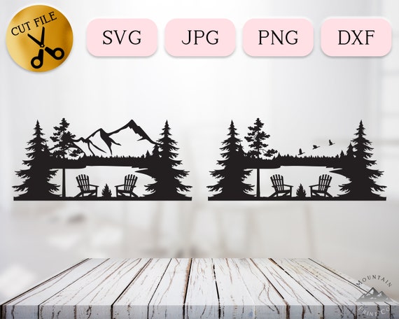 Lake Scene Adirondack Chair SVG Bundle Adirondack Campfire | Etsy