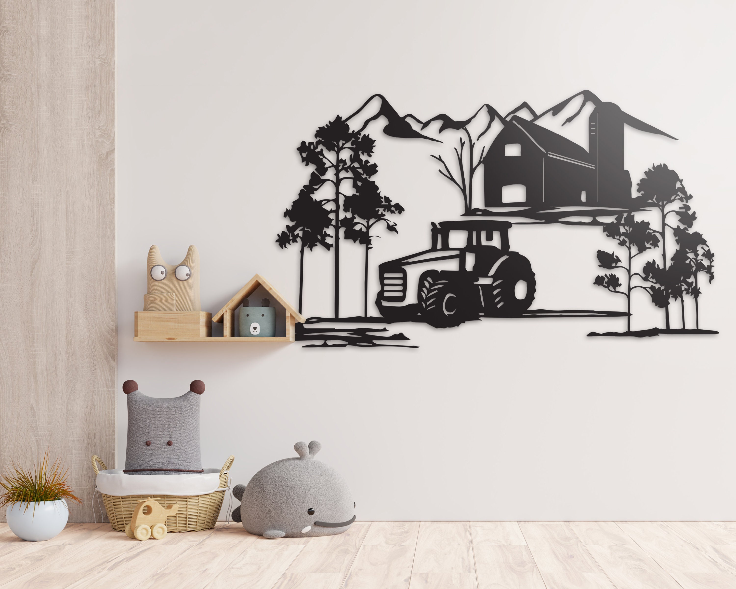 Farm Tractor Svg Scene Farm Life Svg Farmer Silhouette | Etsy Canada