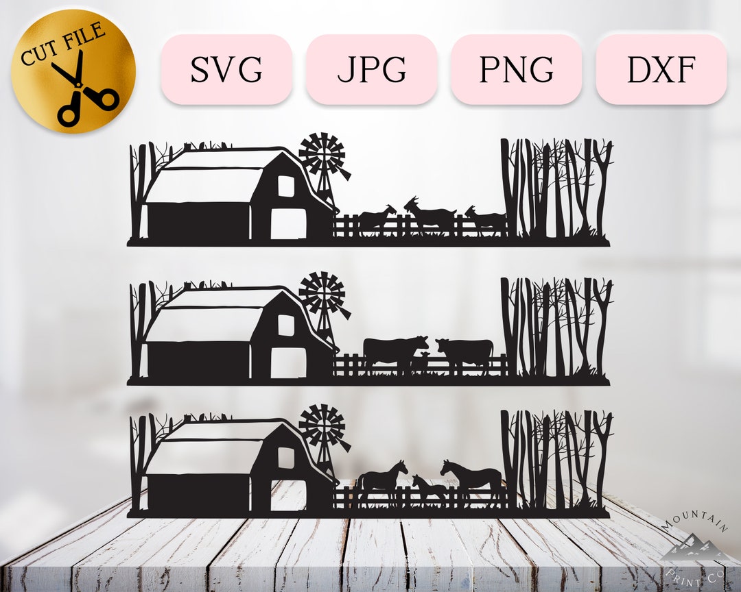 Farmer Ranch Svg Bundle, Farm Barn Silhouette, Barnyard Animal Svg ...