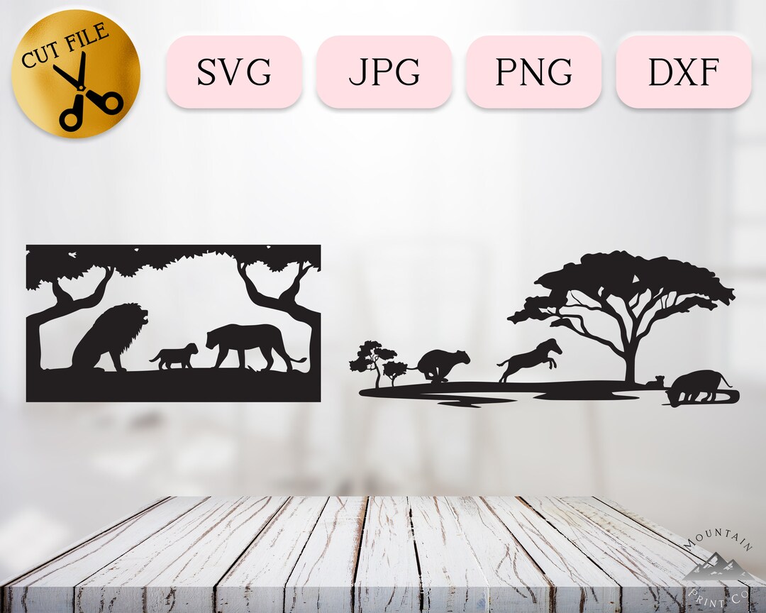 Jungle Lion SVG Bundle, African Animal Clipart, Safari Scene DXF, Lion ...
