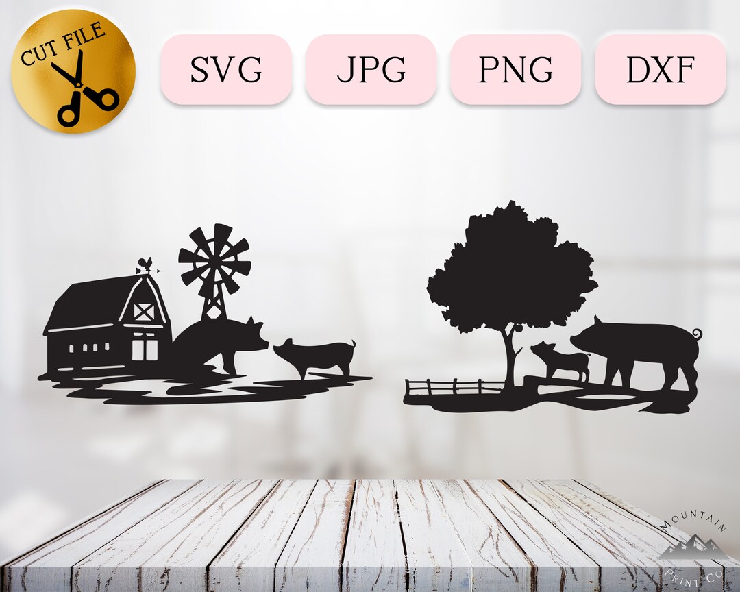 Farm Pig Svg Bundle, Baby Pig Silhouette, Farm Animal Svg Cricut ...
