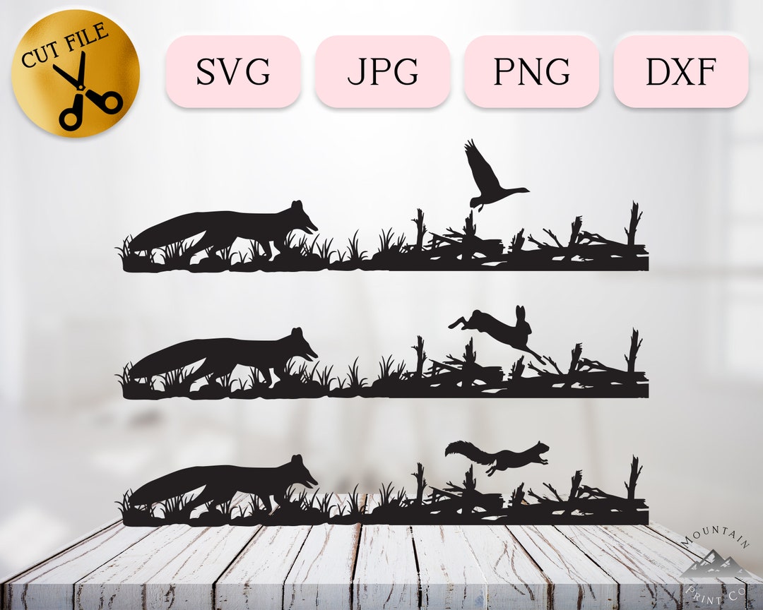 Fox Chasing Rabbit Svg, Fox Chasing Duck Scene, Fox and Squirrel Chase ...