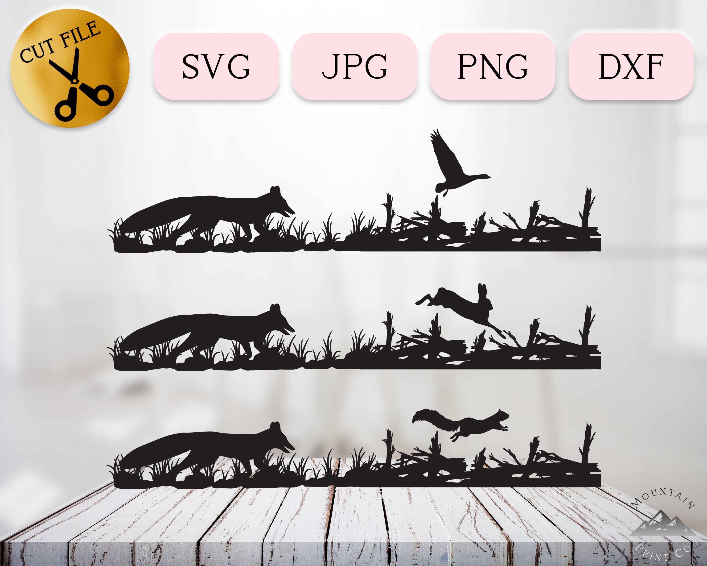 Fox Chasing Rabbit Svg Fox Chasing Duck Scene Fox and | Etsy