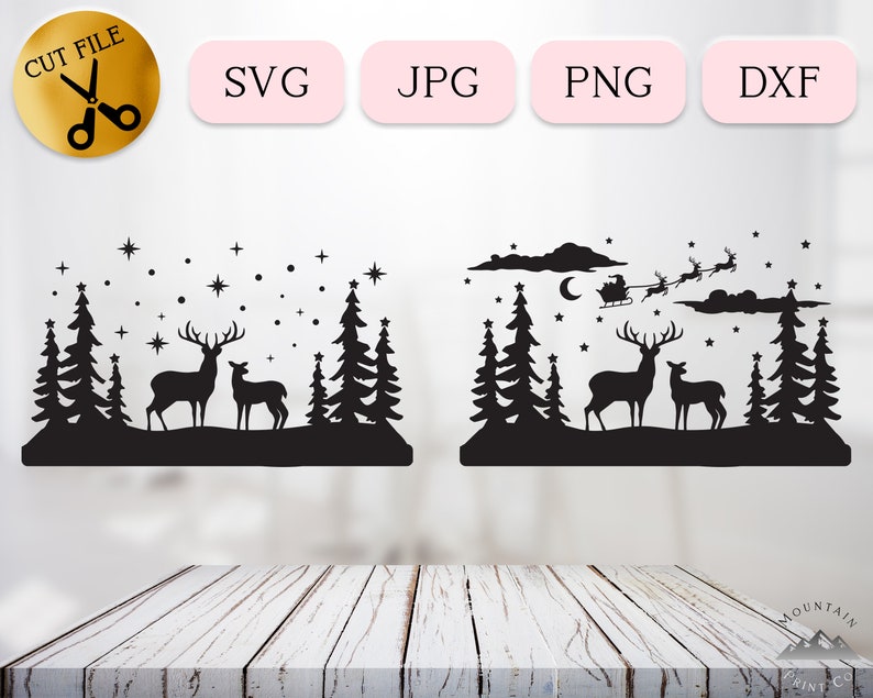 Winter Scene Svg Cut File Christmas Deer Svg for Cricut - Etsy