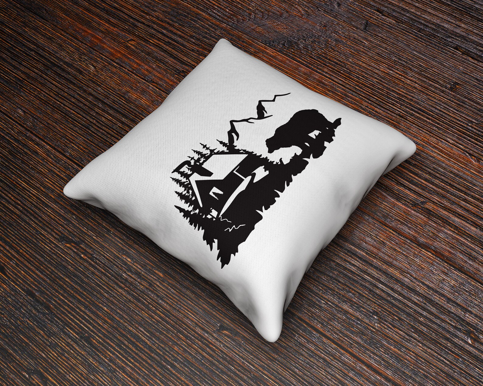 Log Cabin With Bear SVG Wood Cabin Wolf DXF Winter Cottage - Etsy