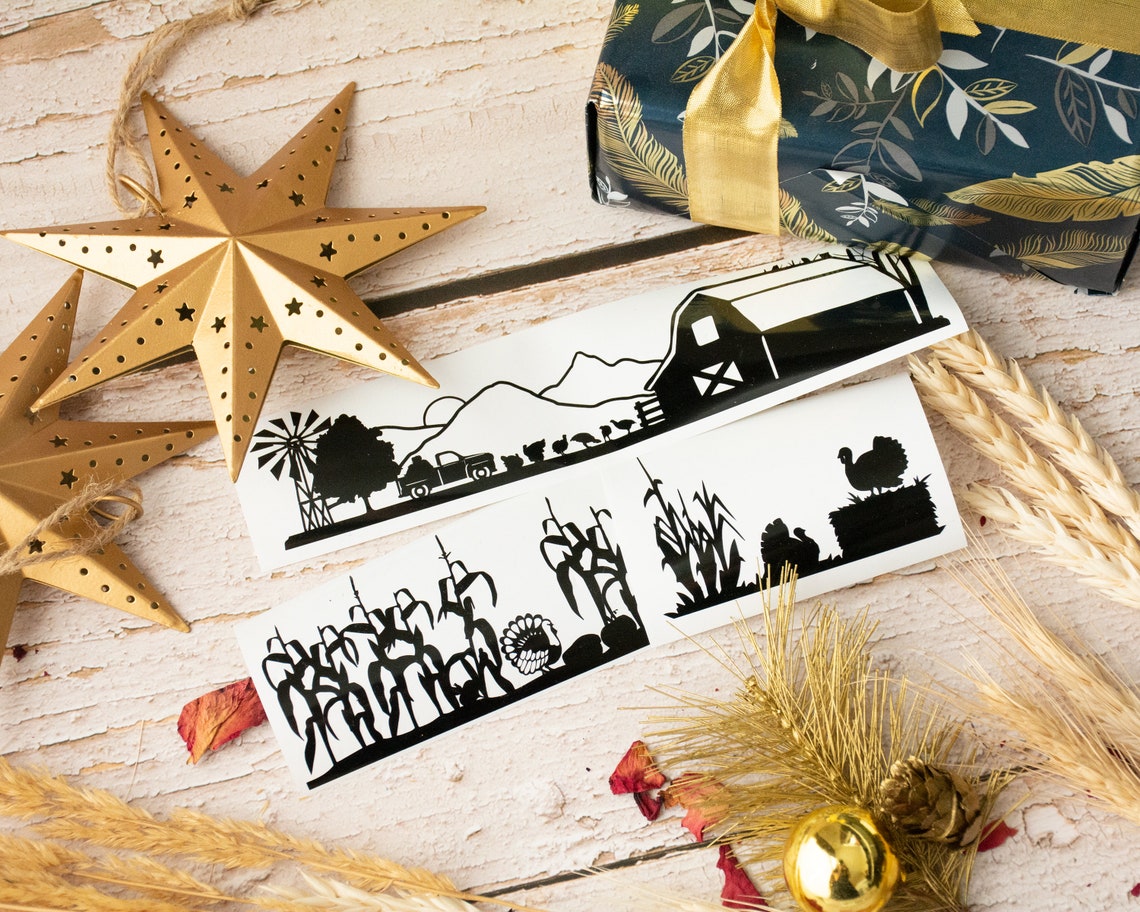 3 Thanksgiving SVG Bundle Scenes Turkey Clipart Cricut | Etsy