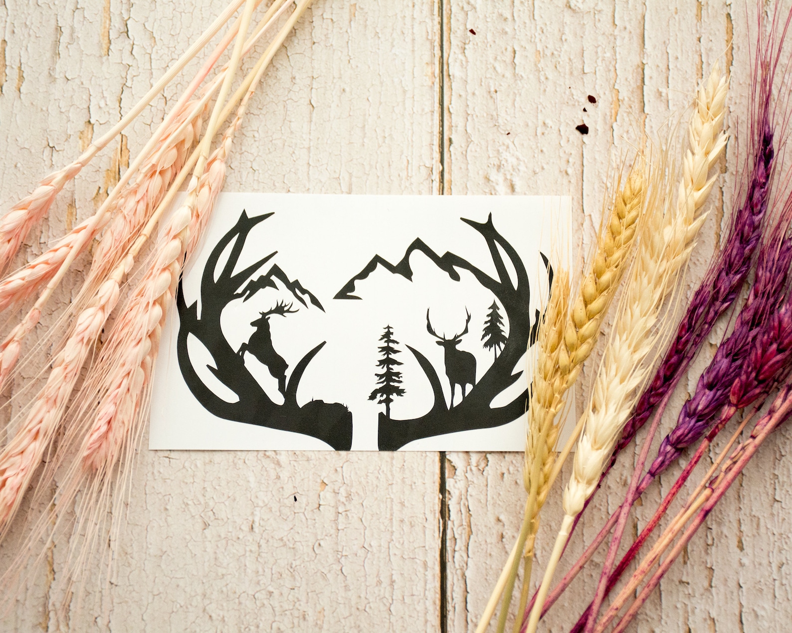 Elk Antler Scene SVG Cut File Deer Antler Silhouette | Etsy