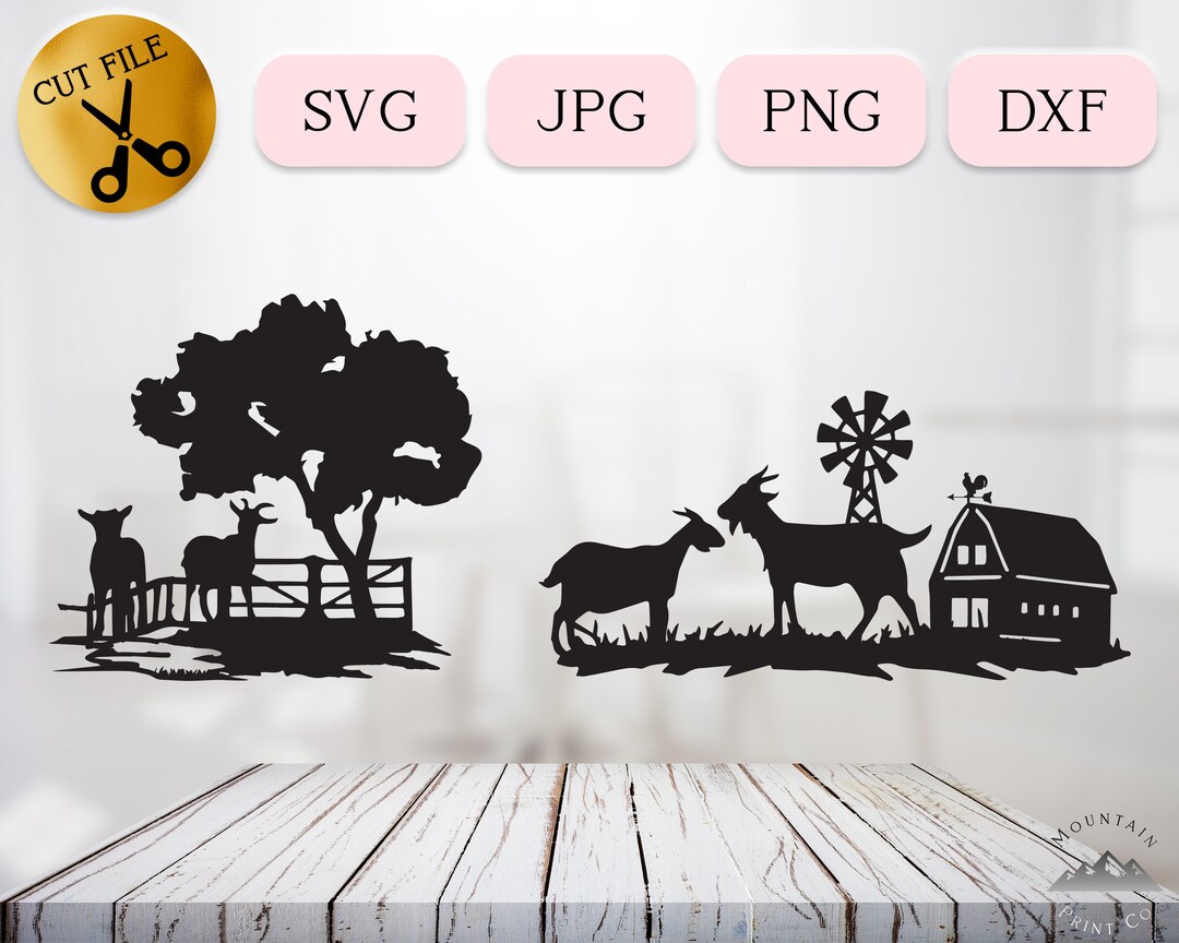 Goat Farm Svg Bundle, Baby Goats Clipart, Goat Scene Cricut Cut File ...