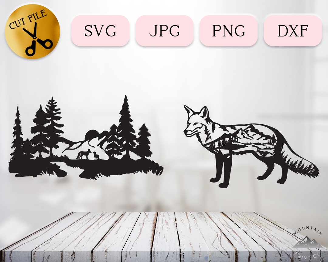 Woodland Wild Fox SVG Bundle, Forest Nature Landscape Silhouette ...