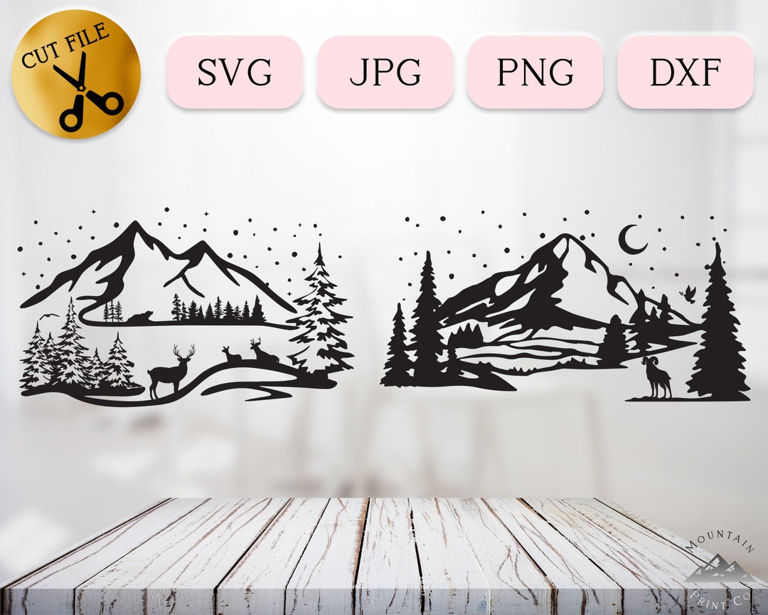 Christmas Deer Scene SVG Bundle, Woodland Christmas Animal Clipart ...